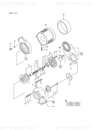 YANMAR 133644-18010 Turbocharger Ru120A | PalmerPower