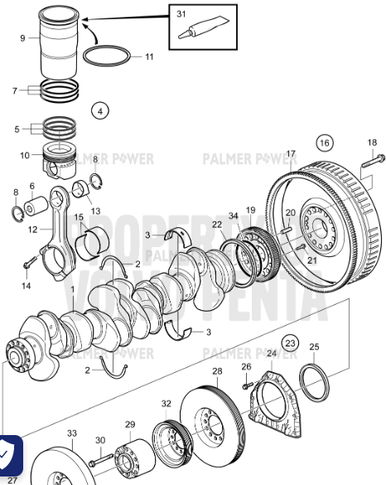 VOLVO PENTA 21347087 Crankshaft Seal | PalmerPower