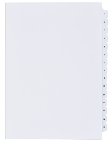 A4 Numbered Index Tab Dividers 1-15 | Free Shipping On Orders Of $500