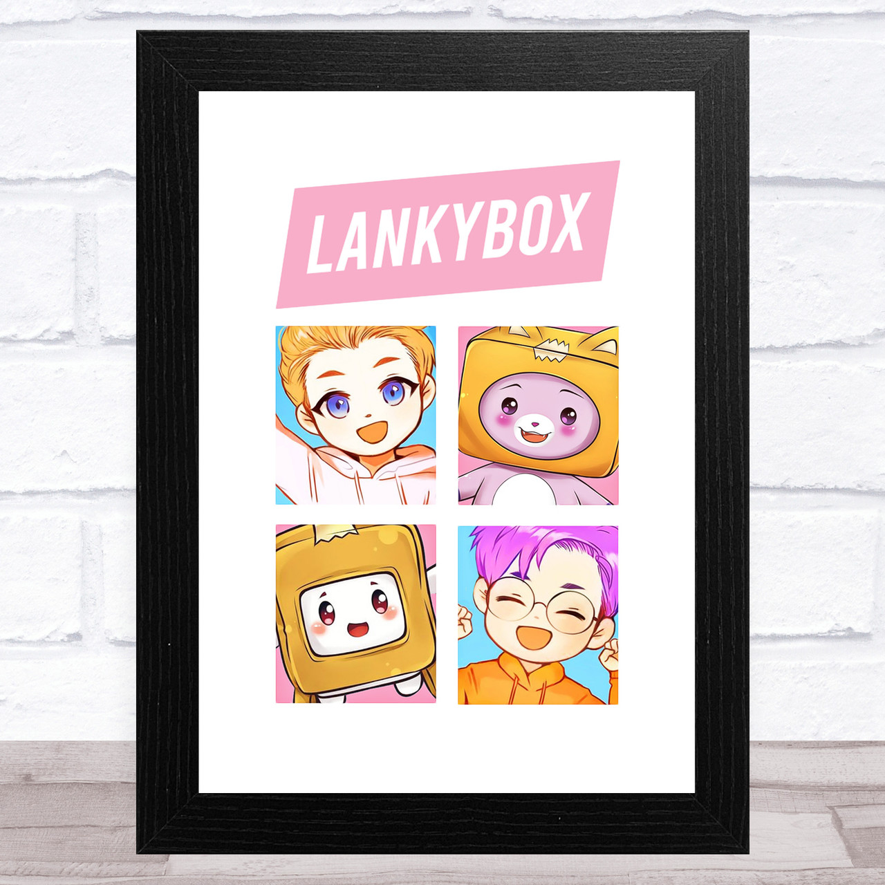 Lankybox Justin Adam Boxy & Foxy Children's Kids Wall Art Print - Red ...