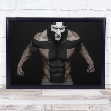 Body Muscular Muscle Paint Six Packs Wall Art Print - Red Heart Wall Art