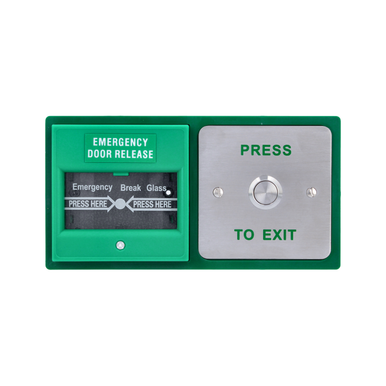 Double exit device, stainless steel button and emergency breakglass ...
