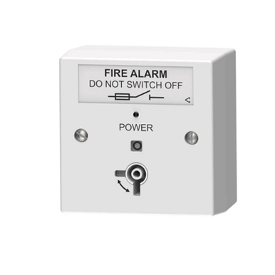 Fire Alarm Mains Isolator Keyswitch, White, Surface (includes Back Box ...