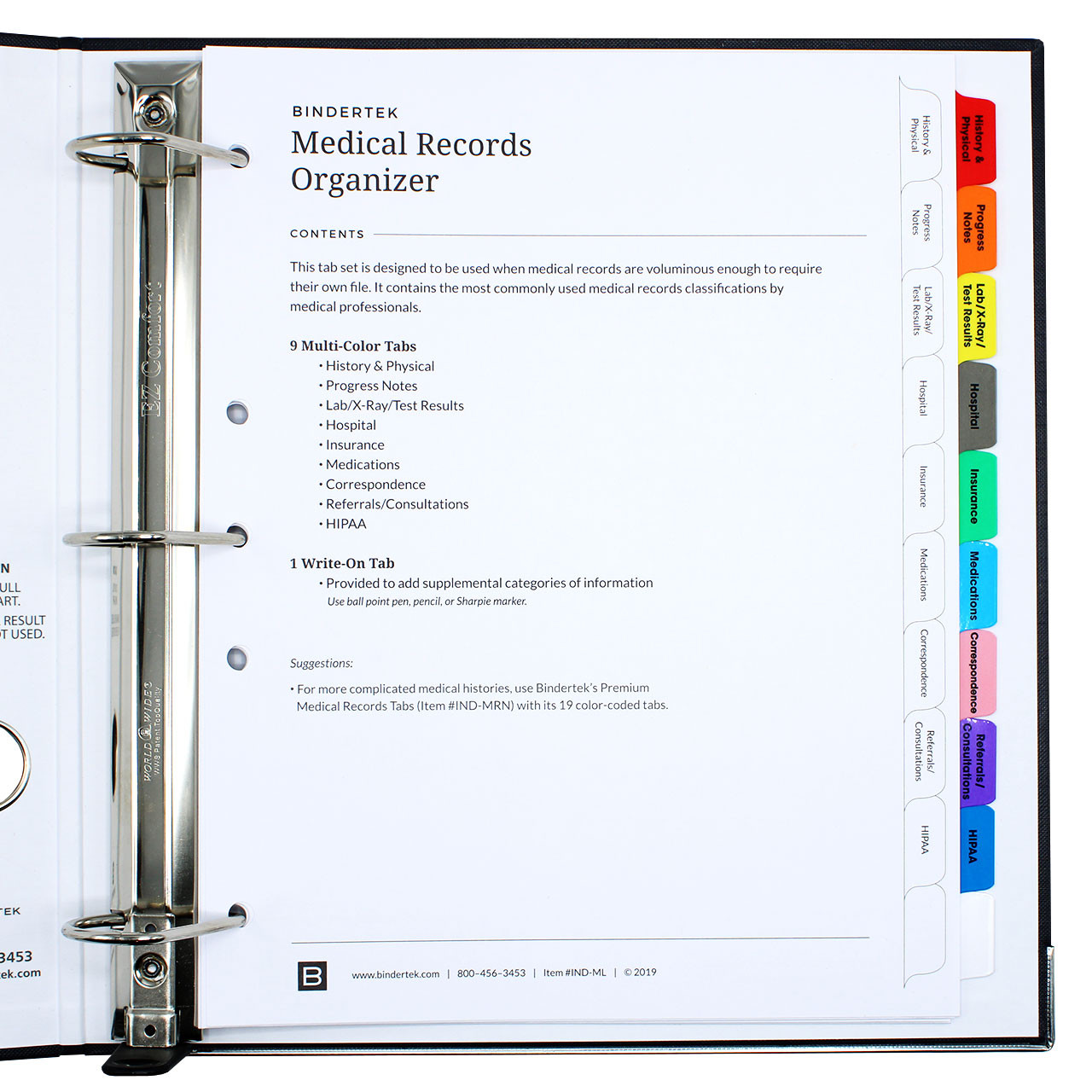 Medical Records Index Tab Dividers, 10-Tab Set - Bindertek