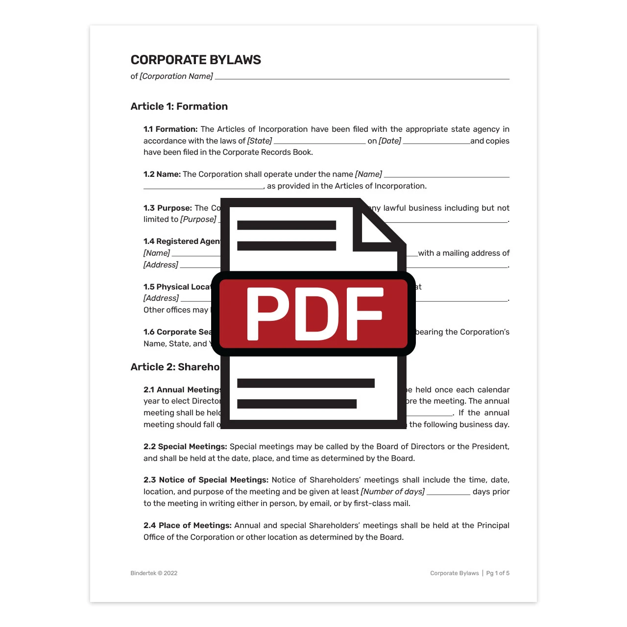 Corporate Bylaws And Minutes Fillable Templates Pdf Download Bindertek