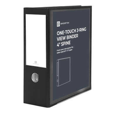 One-Touch 3-Ring View Binder, 4" Spine - Bindertek