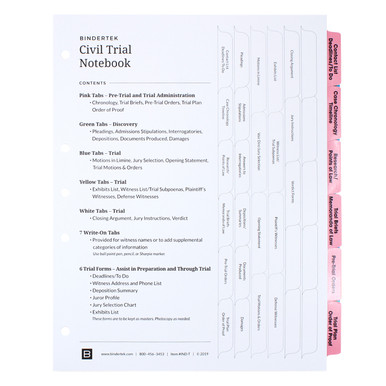 Civil Trial Index Tab Dividers - Bindertek
