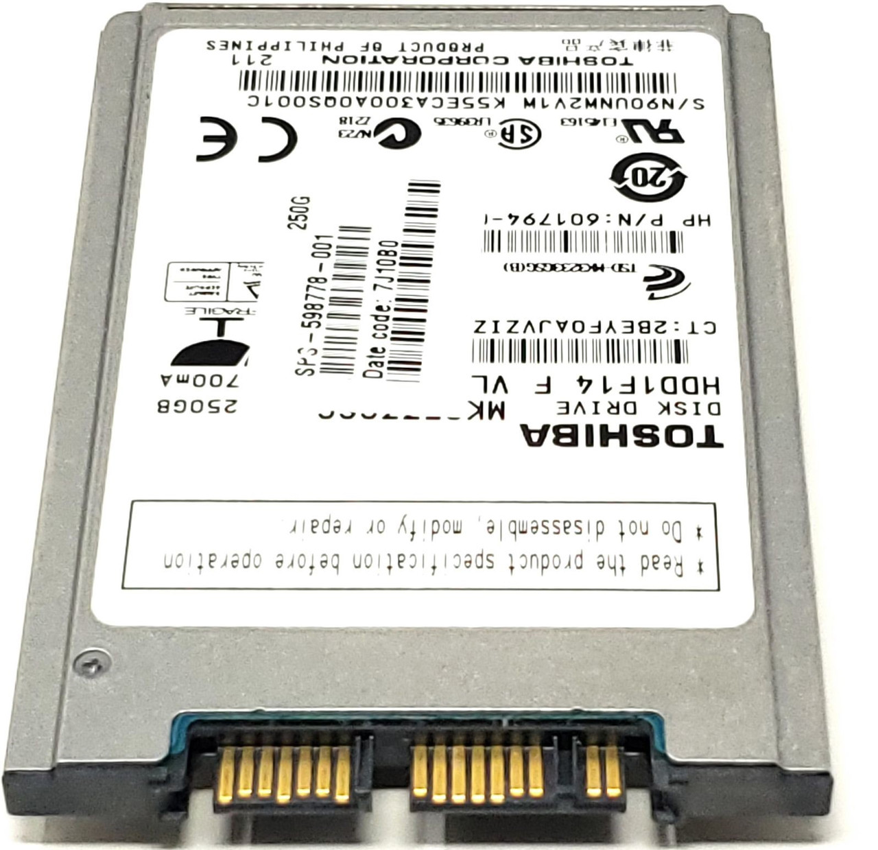 Toshiba HDD1F14 - 250GB 5.4K RPM 16MB Cache MicroSATA 1.8" Hard Disk ...
