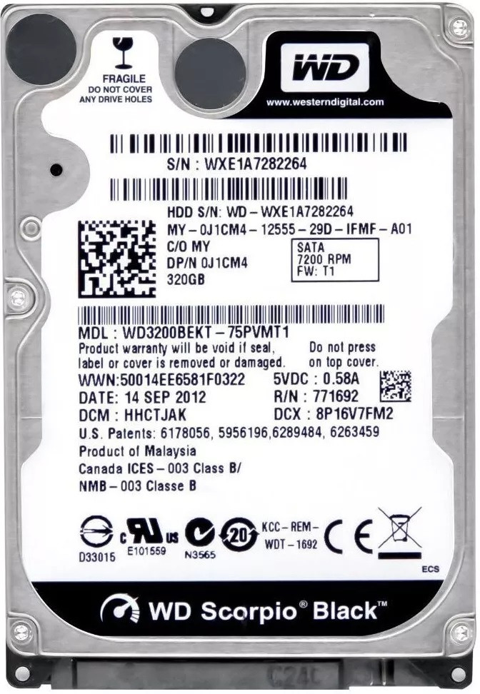 Western Digital WD3200BEKT - 320GB 7.2K RPM SATA 2.5" Hard Drive - CPU ...