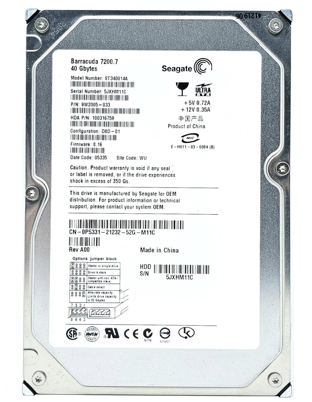 Seagate 9CY01A-504 - 40GB 7.2K RPM IDE 3.5" Hard Disk Drive (HDD) - CPU ...