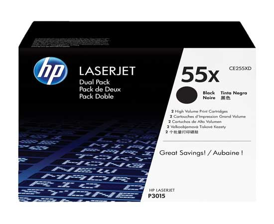 HP CE255XD - Black 12500 Yield # 55X Toner Cartridge Dual Pack - CPU Medics
