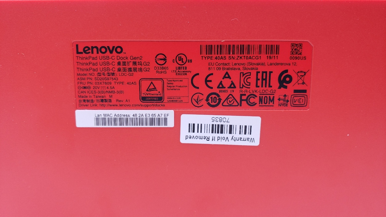 Lenovo 40AS0090US - ThinkPad USB-C Dock Gen2 G2 40AS LDC-G2 Docking ...
