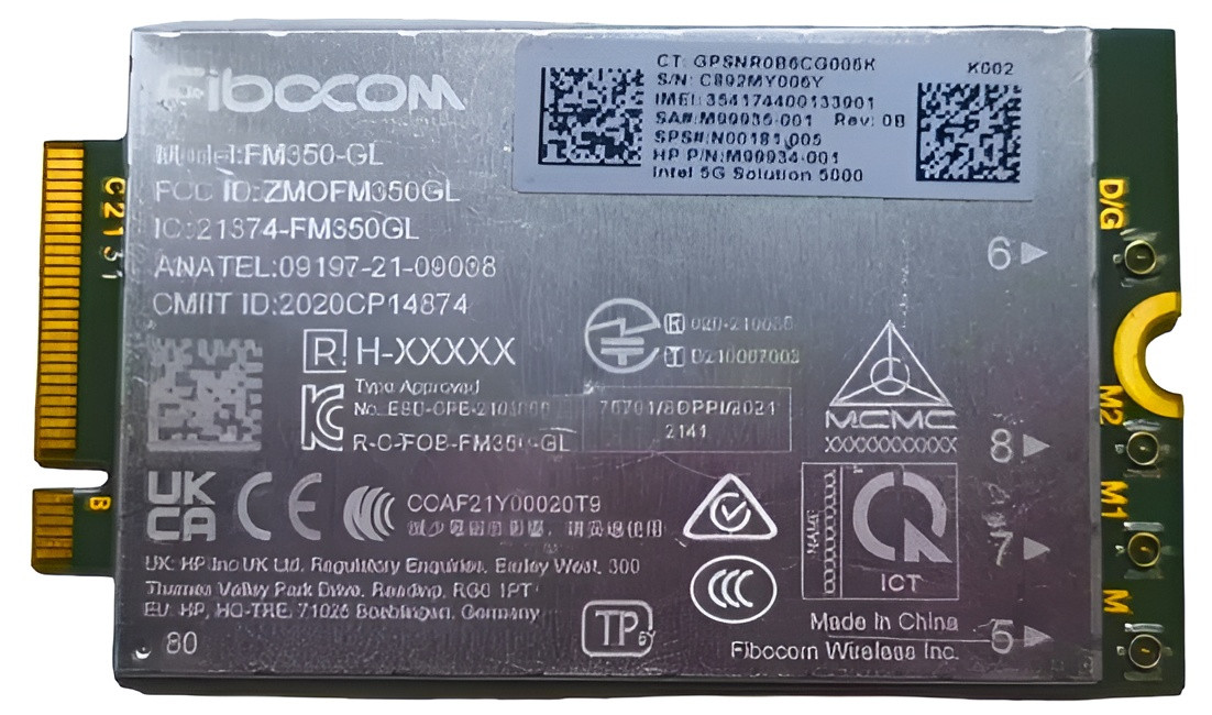 M46335-005 - Fibocom FM350-GL Intel 5G 5000 LTE 5G + GPS M.2 WWAN ...