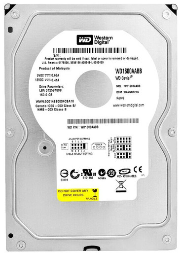 Western Digital WD1600AABB - 160GB 7.2K RPM IDE PATA 3.5" LFF Desktop ...