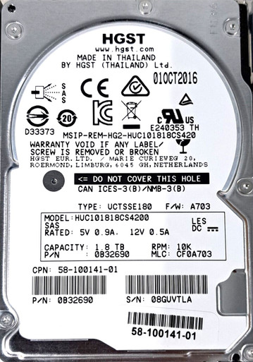 HGST HUC101818CS4200 - 1.8TB 10K RPM 12Gbps SAS 512e SC DS 2.5" SFF ...
