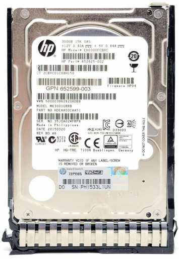 HPE 652625-002 - 300GB 15K DP 6G SAS 2.5" Hard Drive for HPE ProLiant ...