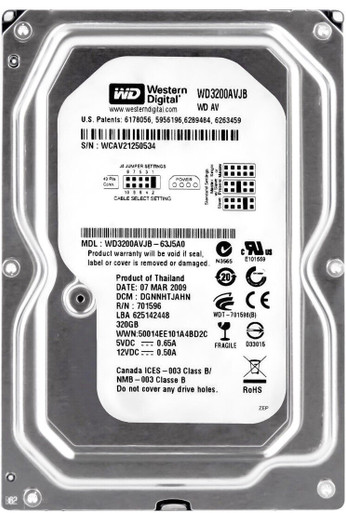 Western Digital WD3200AVJB-63J5A0 - 320GB 7.2K RPM IDE PATA EIDE 3.5 ...