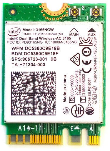 HP 806723-001 - Intel Dual Band Wireless-AC 3165 802.11ac, Dual Band ...