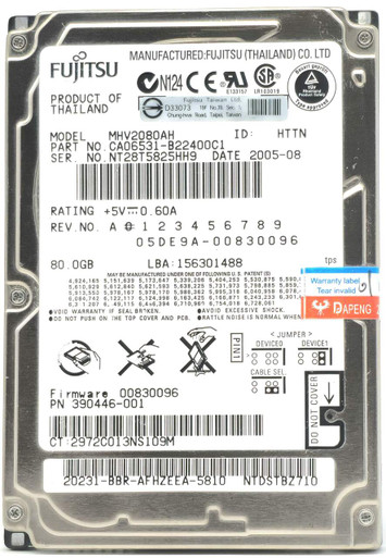 Fujitsu CA06297-B23800C1 - 80GB 4.2K RPM IDE PATA EIDE ATA 2.5" Laptop ...