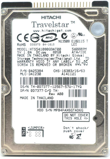 39T2582 - 80GB 7.2K RPM IDE PATA EIDE ATA 2.5" Laptop Hard Drive - CPU ...