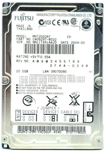 Fujitsu MHR2020AT - 20GB 4.2K RPM IDE PATA ATA 2.5" Laptop Hard Drive ...