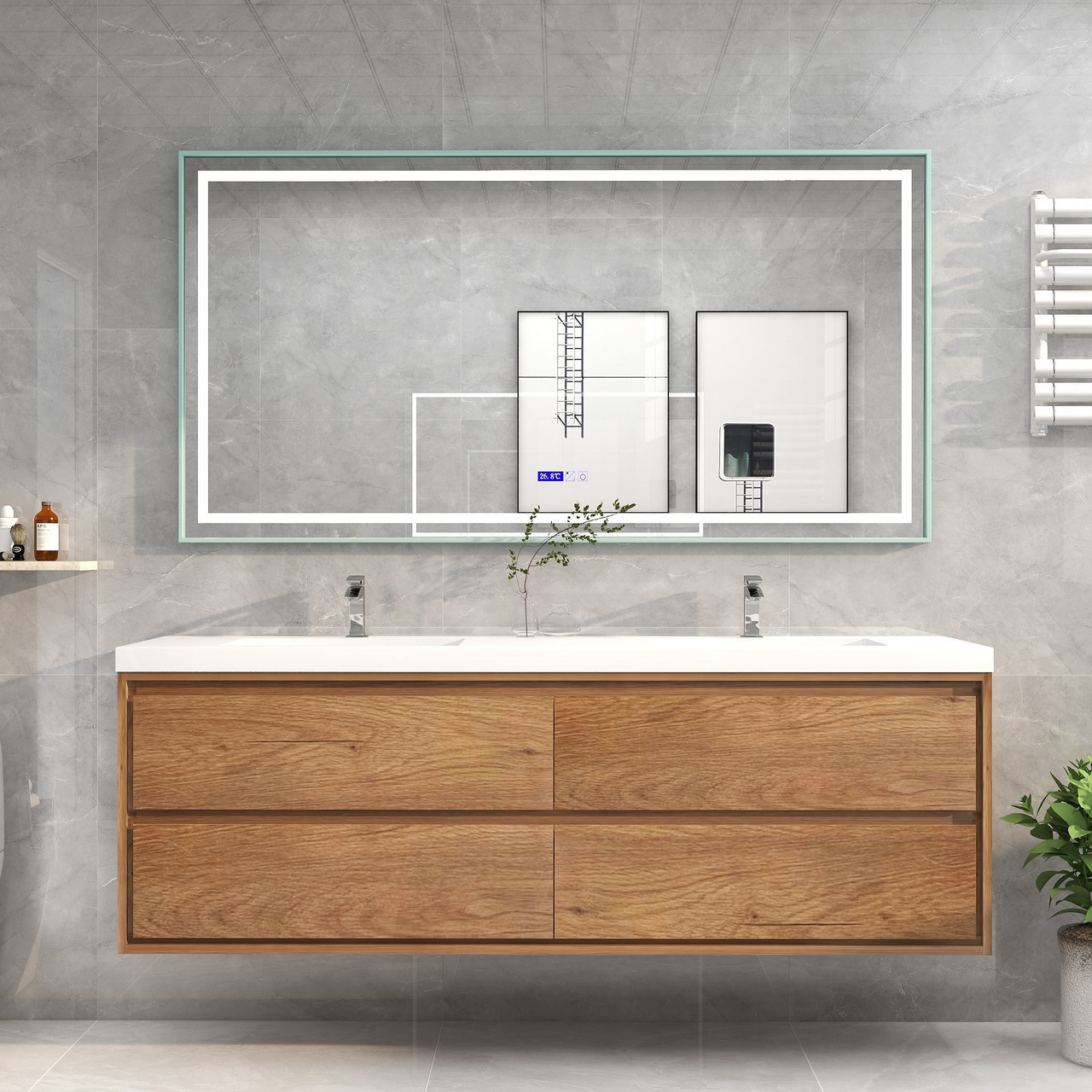 Sage 84" Double Sink Wall Mounted Modern Vanity | Modern Contemporary ...