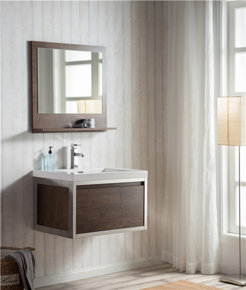 Lake 30" Wall Mounted Modern Vanity with Chrome Stainless Steel Frame
