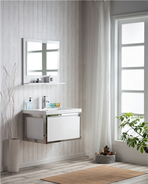 Lake 30" Wall Mounted Modern Vanity with Chrome Stainless Steel Frame