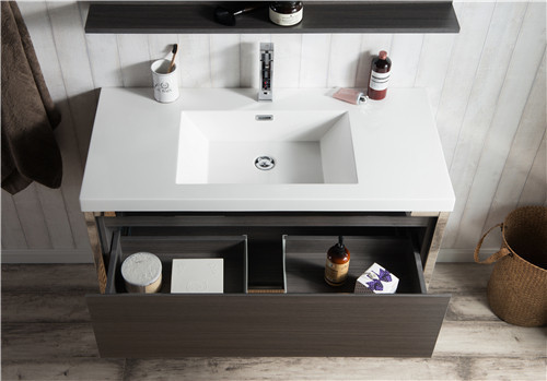 Lake 42" Wall Mounted Modern Vanity with Chrome Stainless Steel Frame