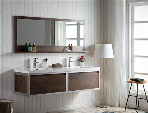 Lake 72" Wall Mounted Modern Vanity with Chrome Stainless Steel Frame
