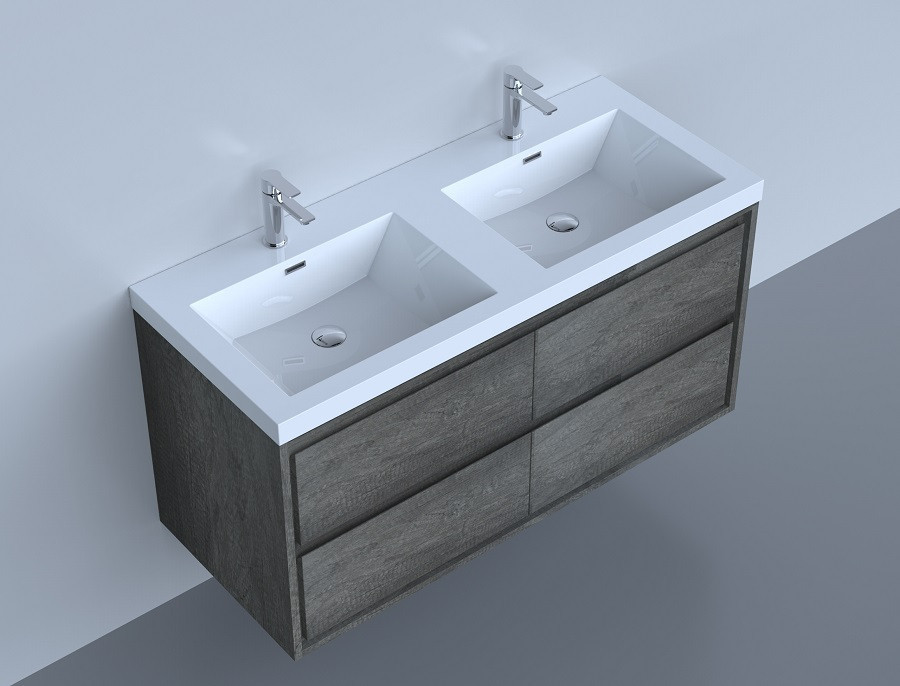 Sage 48 Inch Wall Mounted Bathroom Vanity With Double Sinks