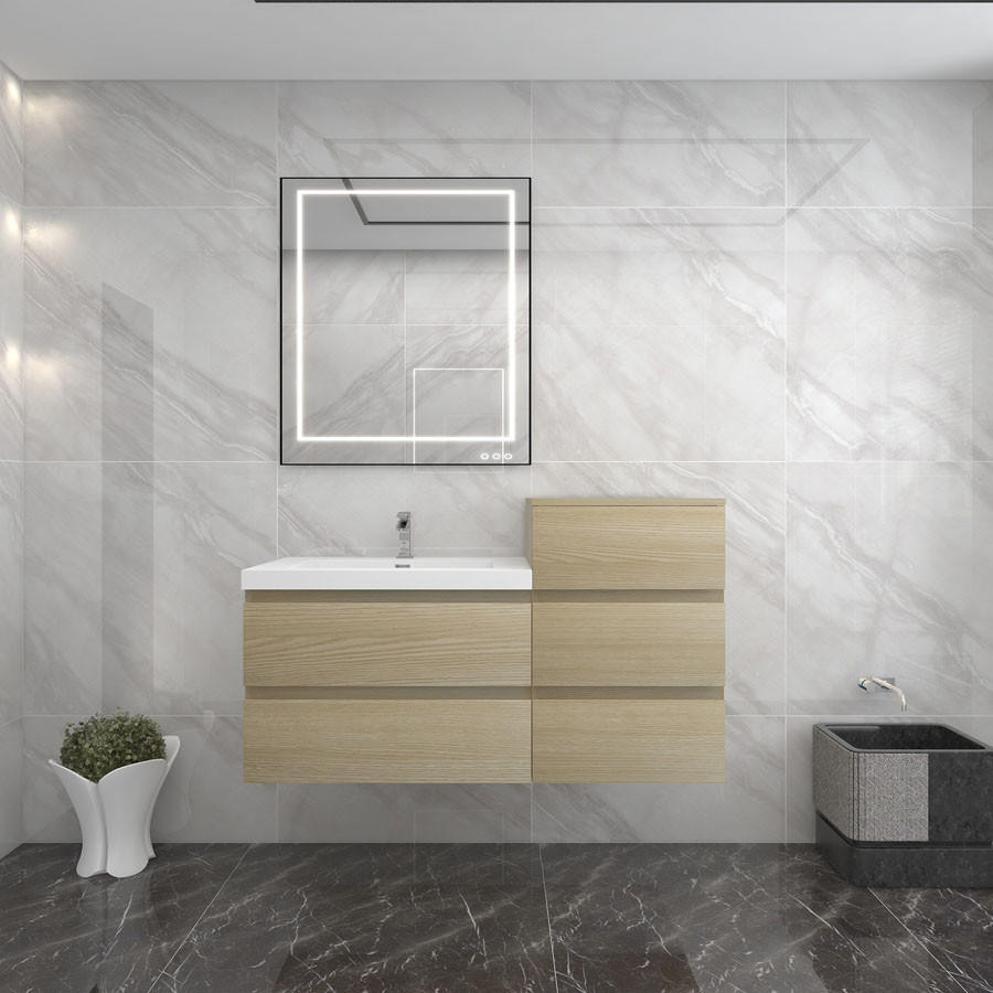 BOW 50" FLOATING BATHROOM VANITY WITH REINFORCED ACRYLIC SINK W/SMALL ...