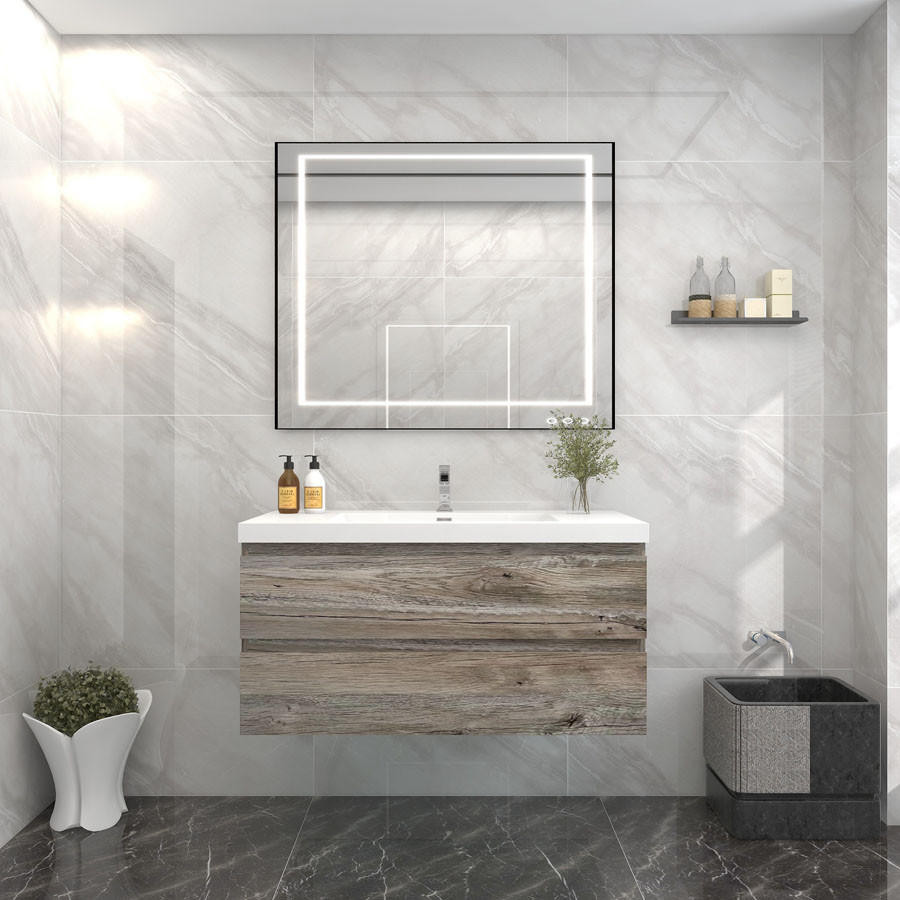 BOW 42" FLOATING BATHROOM VANITY WITH REINFORCED ACRYLIC SINK