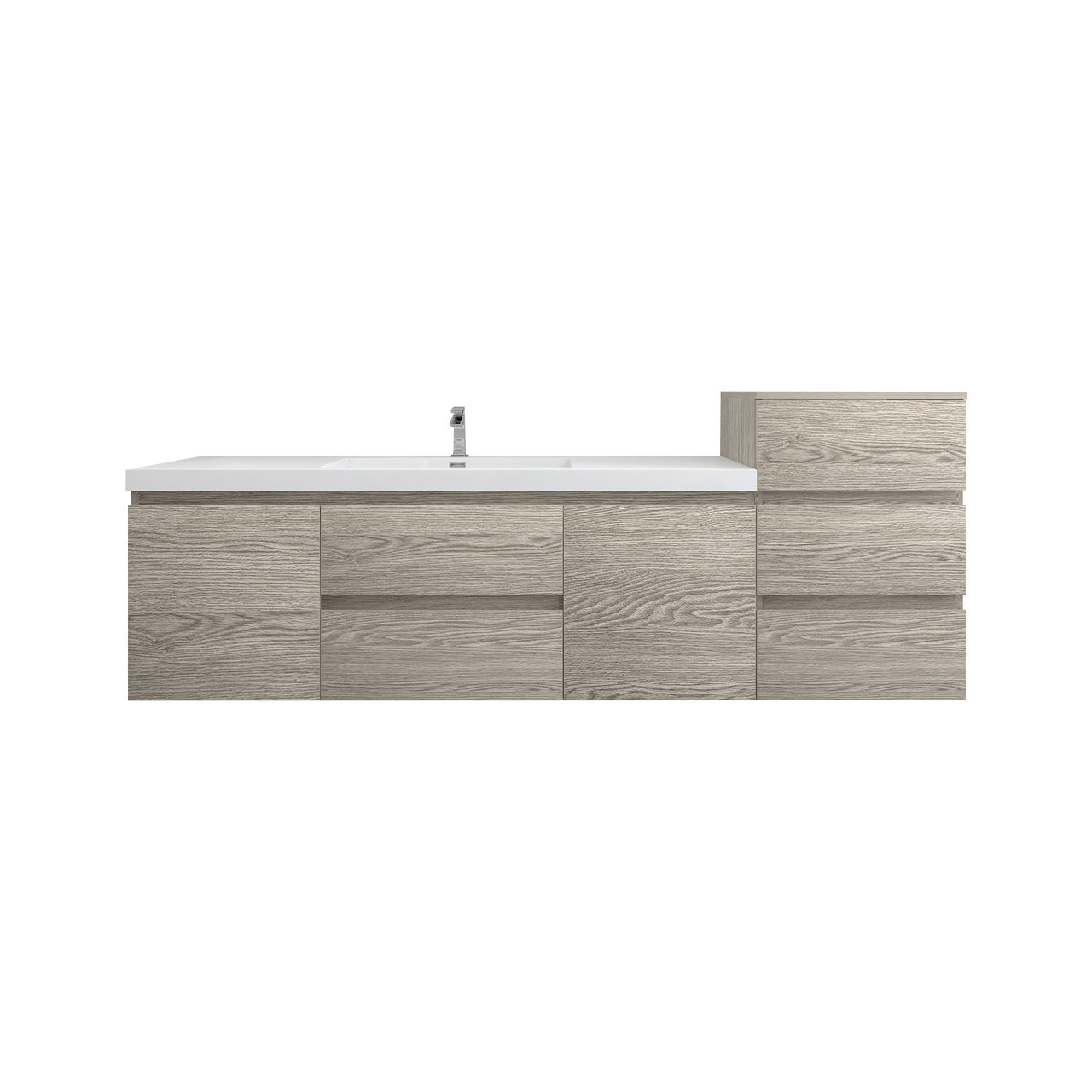 BOW 80" FLOATING BATHROOM VANITY WITH REINFORCED ACRYLIC SINGLE SINK W ...