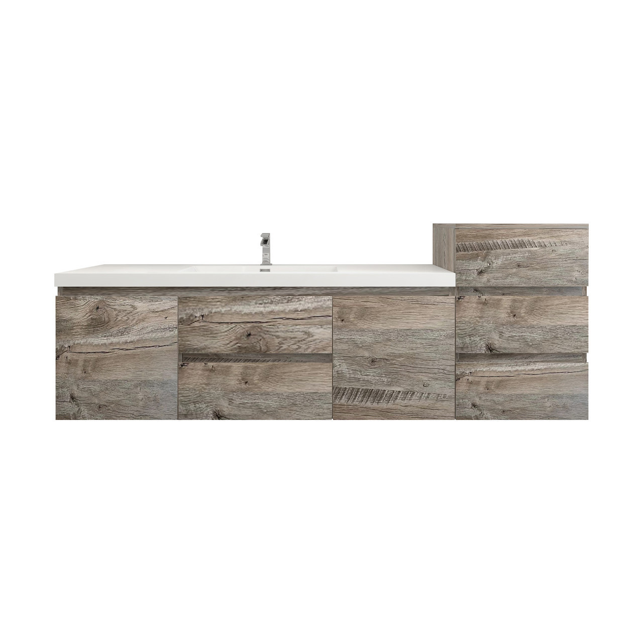 BOW 80" FLOATING BATHROOM VANITY WITH REINFORCED ACRYLIC SINGLE SINK W ...