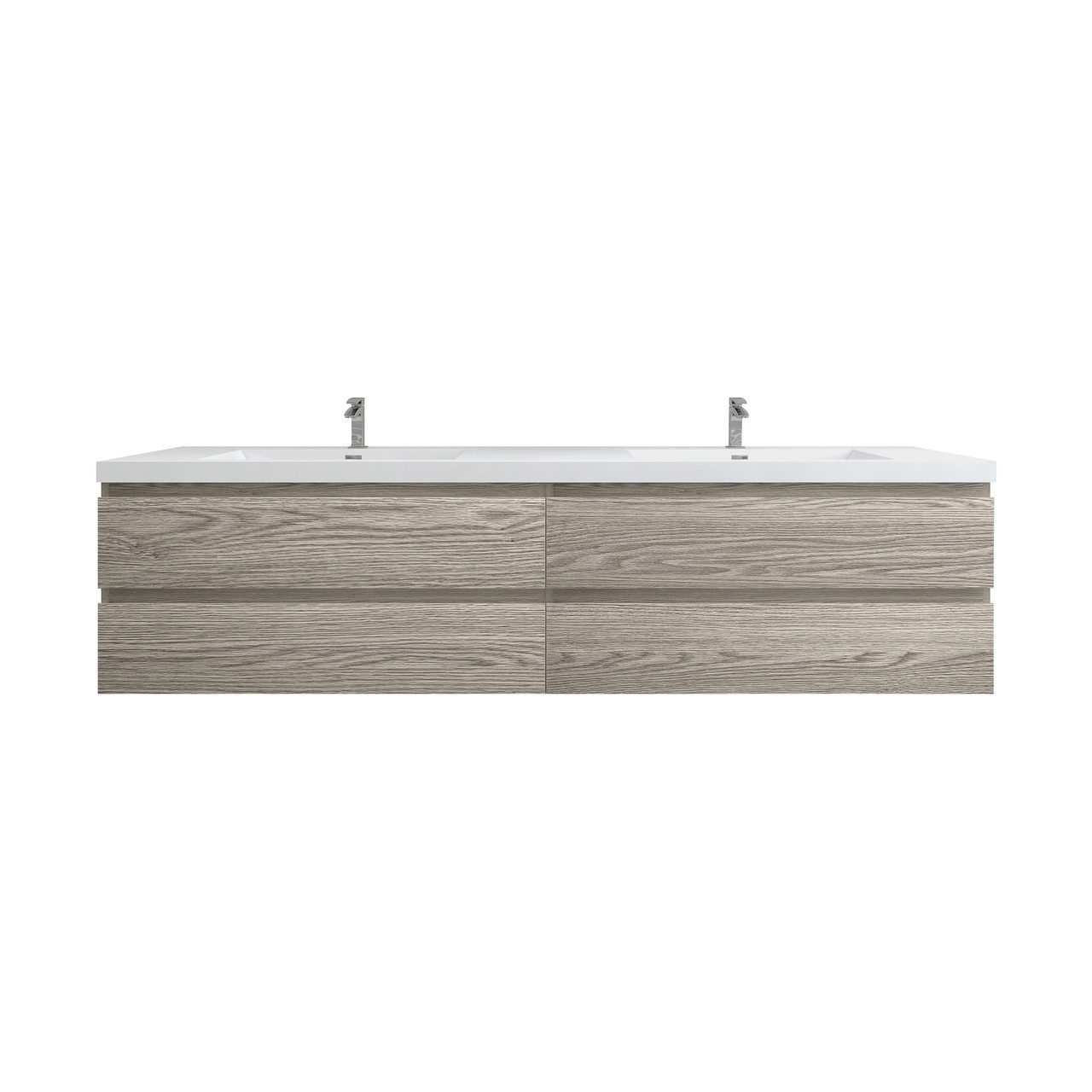 BOW 84" FLOATING BATHROOM VANITY WITH REINFORCED ACRYLIC DOUBLE SINK ...