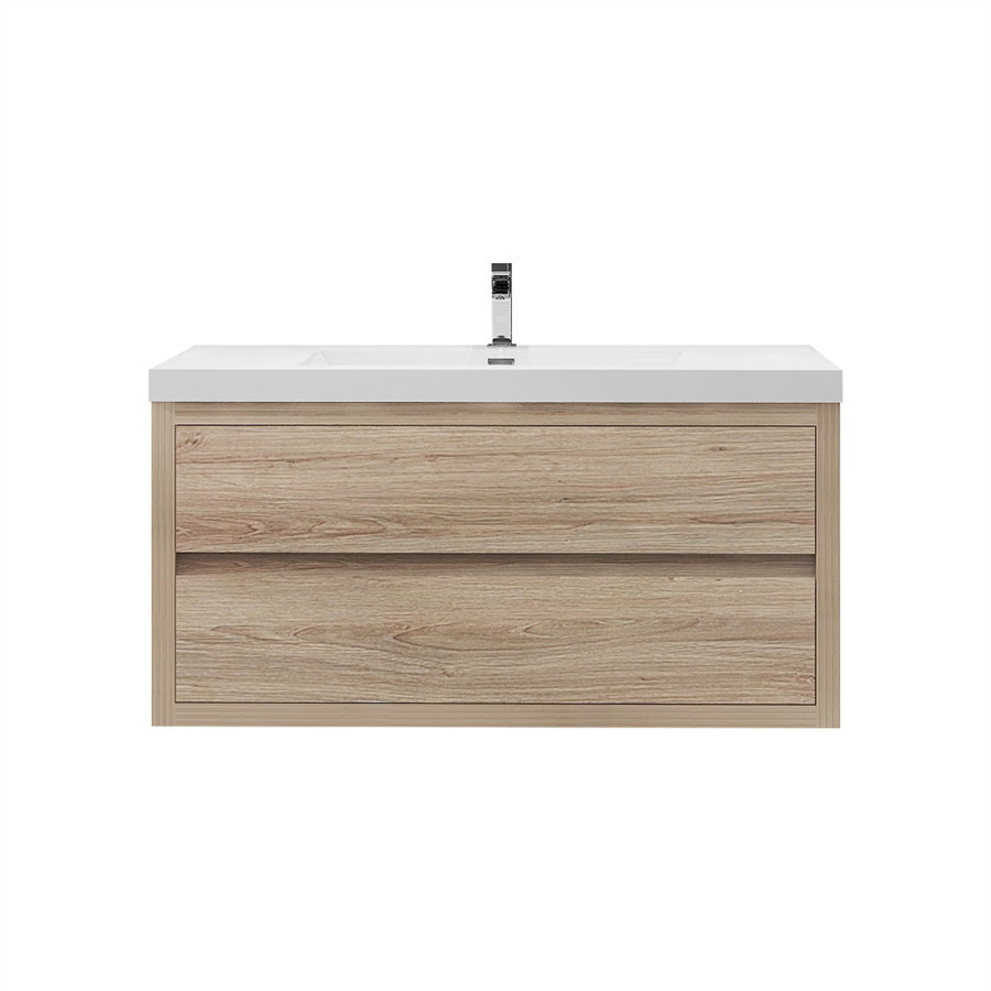 Louis 42" Floating Bathroom Vanity with Reinforced Acrylic Sink in Oak ...
