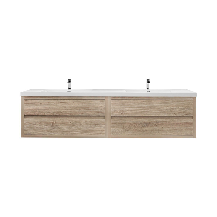 Louis 84" Floating Bathroom Vanity with Reinforced Acrylic Double Sink ...
