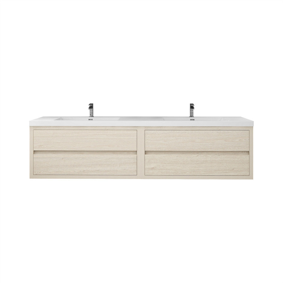 Louis 84" Floating Bathroom Vanity with Reinforced Acrylic Double Sink ...