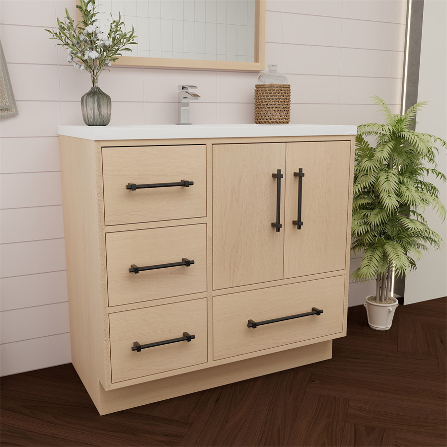 Victoria 36" Freestanding Bathroom Vanity Left Side Drawers with ...
