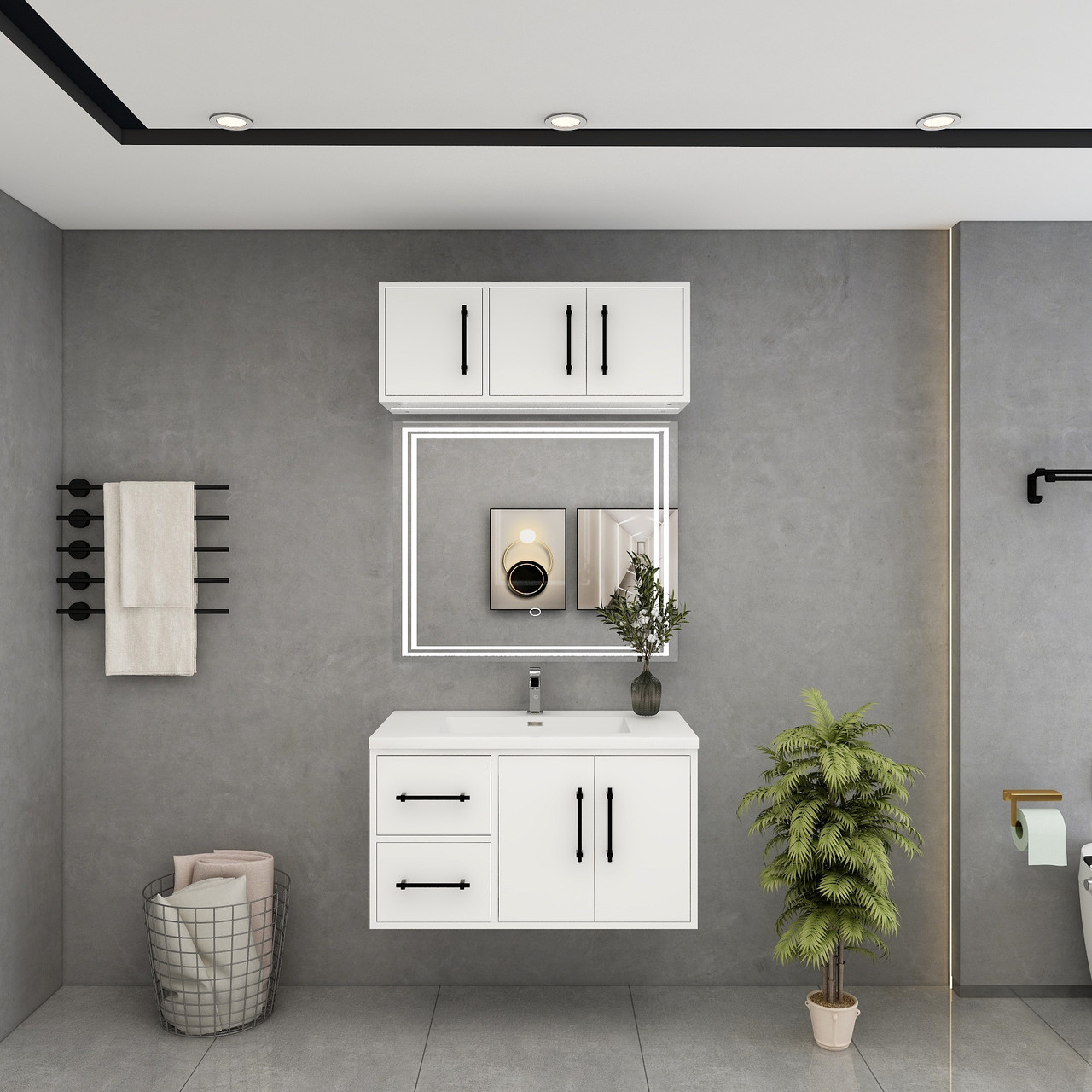 Victoria 36" Floating Bathroom Vanity with Reinforced Acrylic Sink in ...