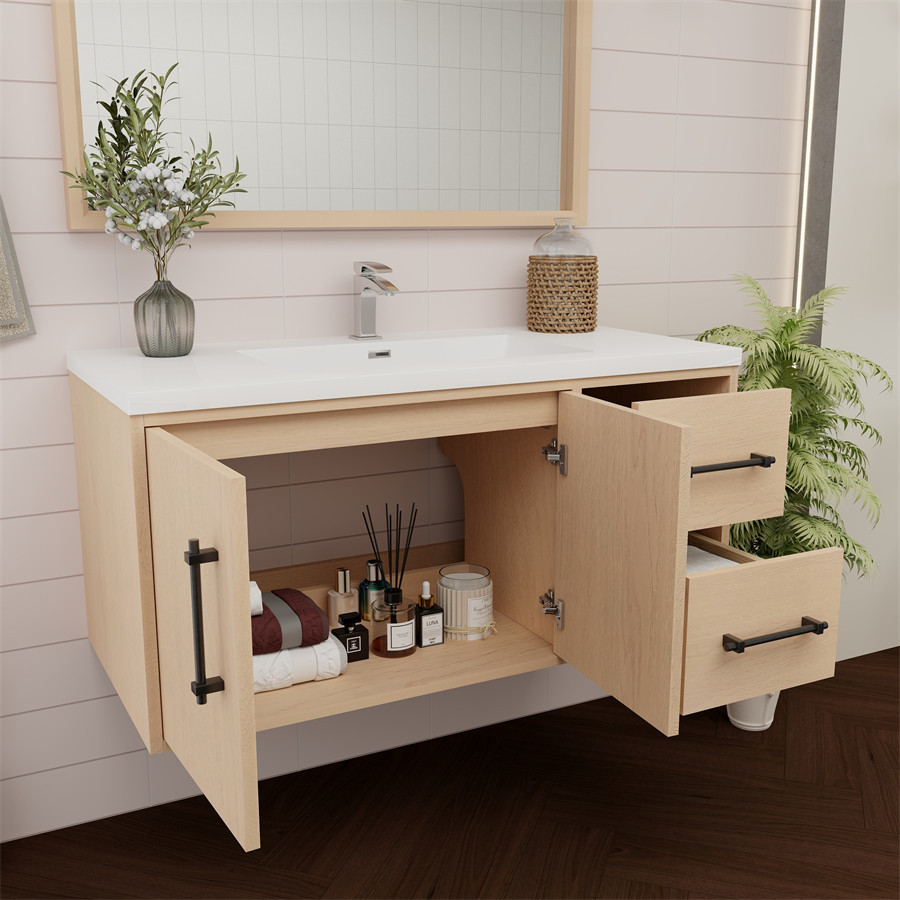 Victoria 42" Floating Bathroom Vanity with Reinforced Acrylic Sink in ...