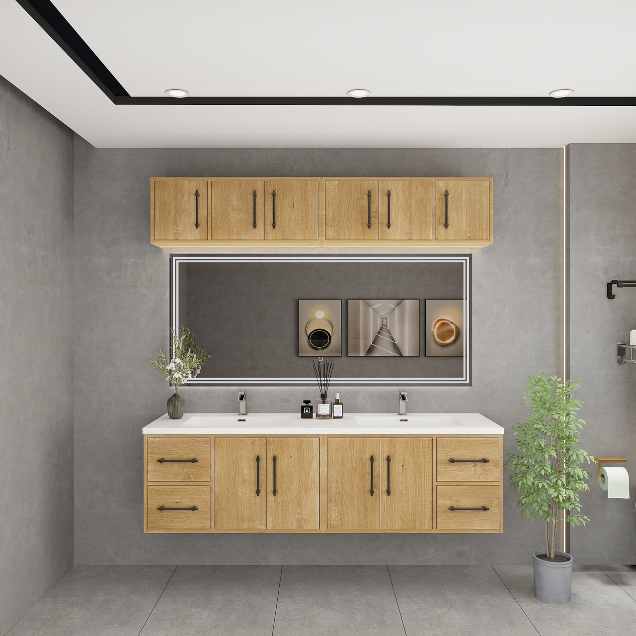 Victoria 72" Floating Bathroom Vanity with Reinforced Acrylic Double ...