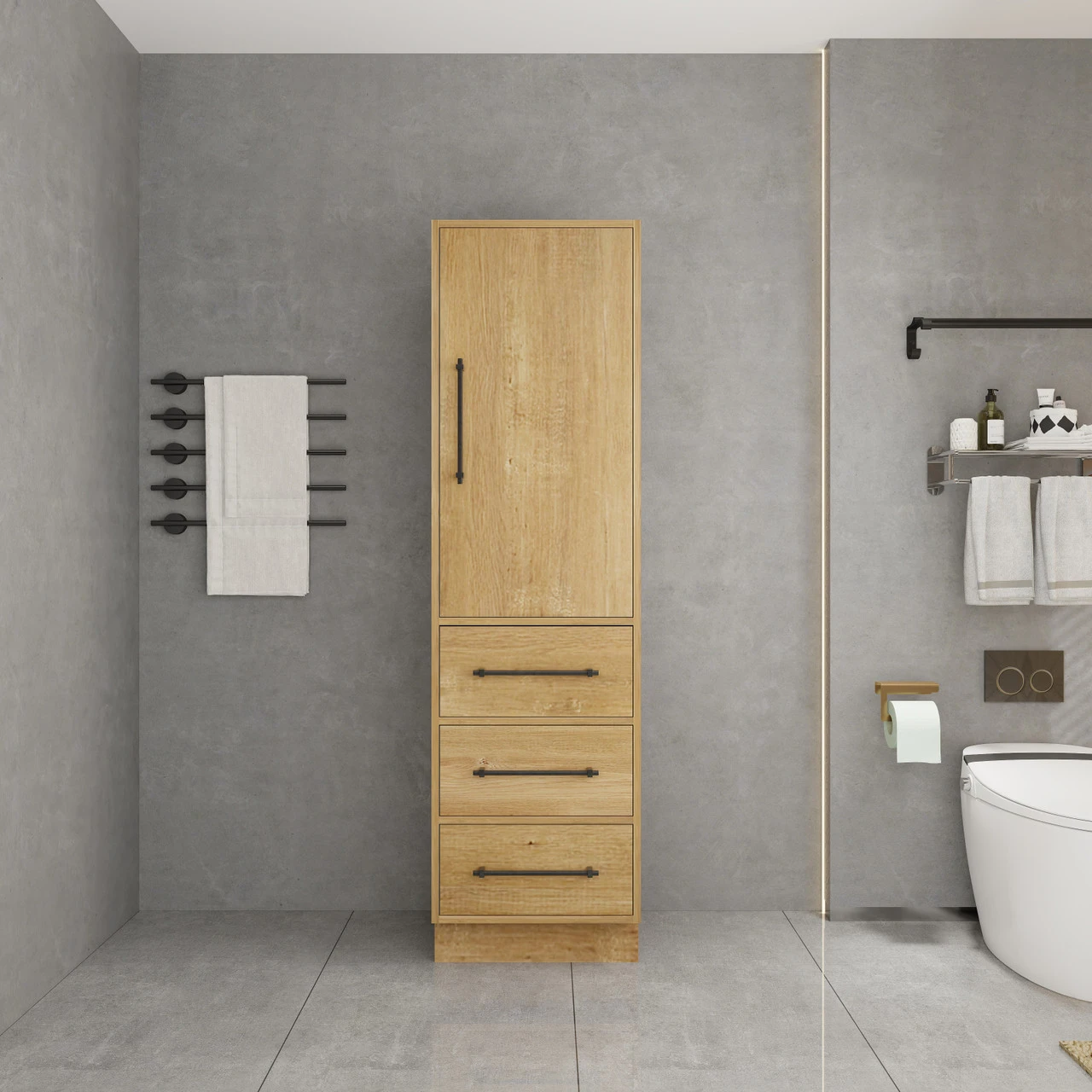 Victoria Freestanding Linen Cabinet | Red Oak, Oak, Yellow Oak, Matte ...