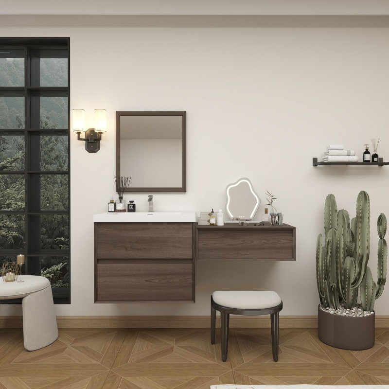 Kingdee 60" Floating Bathroom Vanity & Makeup Table Set