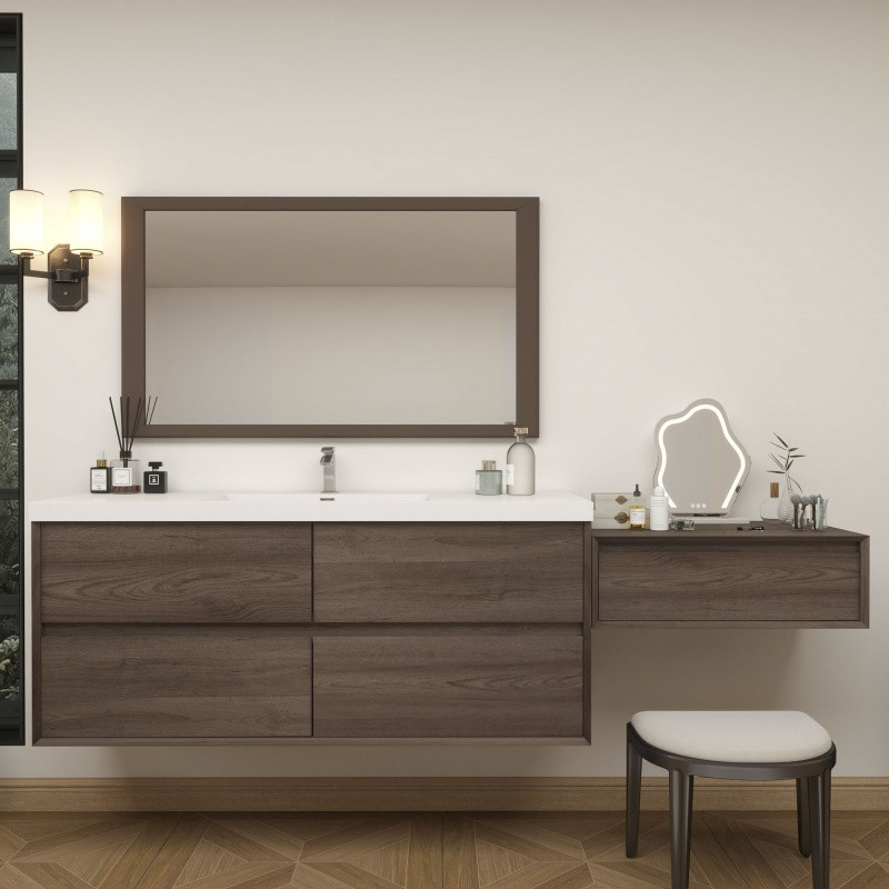 Kingdee 90" Floating Bathroom Vanity & Makeup Table Set