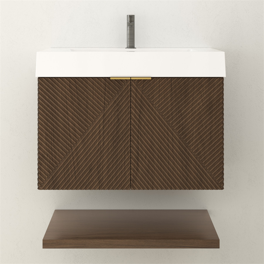 Stella 30" Fluted Floating Bathroom Vanity with Reinforced Acrylic Sink