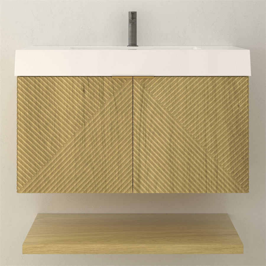 Stella 36" Fluted Floating Bathroom Vanity with Reinforced Acrylic Sink