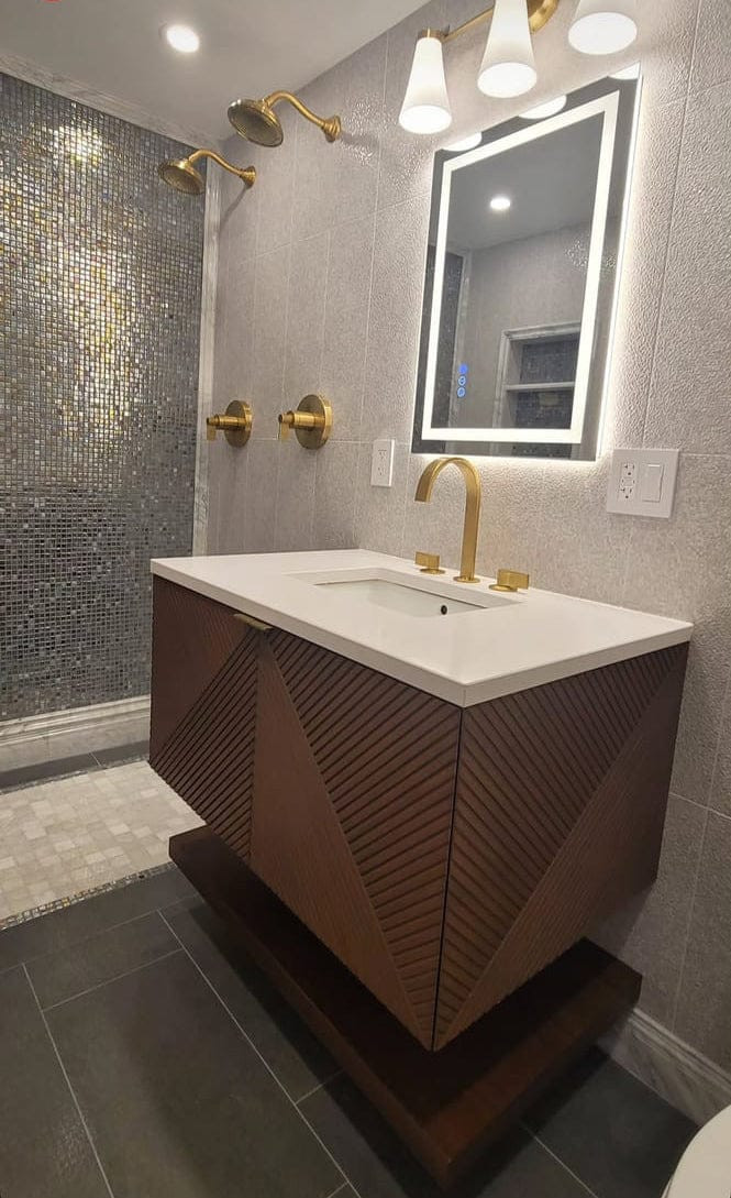 Stella 36" Fluted Floating Bathroom Vanity with Reinforced Acrylic Sink