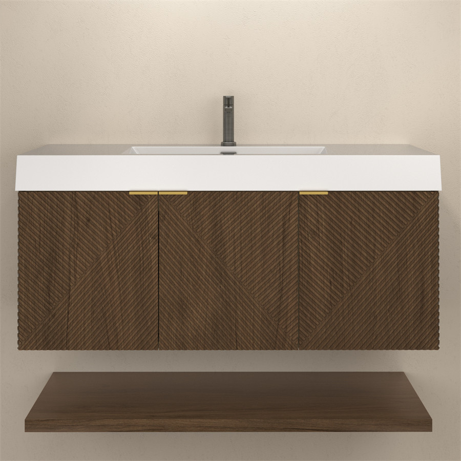 Stella 48" Fluted Floating Bathroom Vanity with Reinforced Acrylic Sink